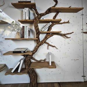 Tree Branch Floating Shelves Live Edge Solid Wood Tree Bookcase ...
