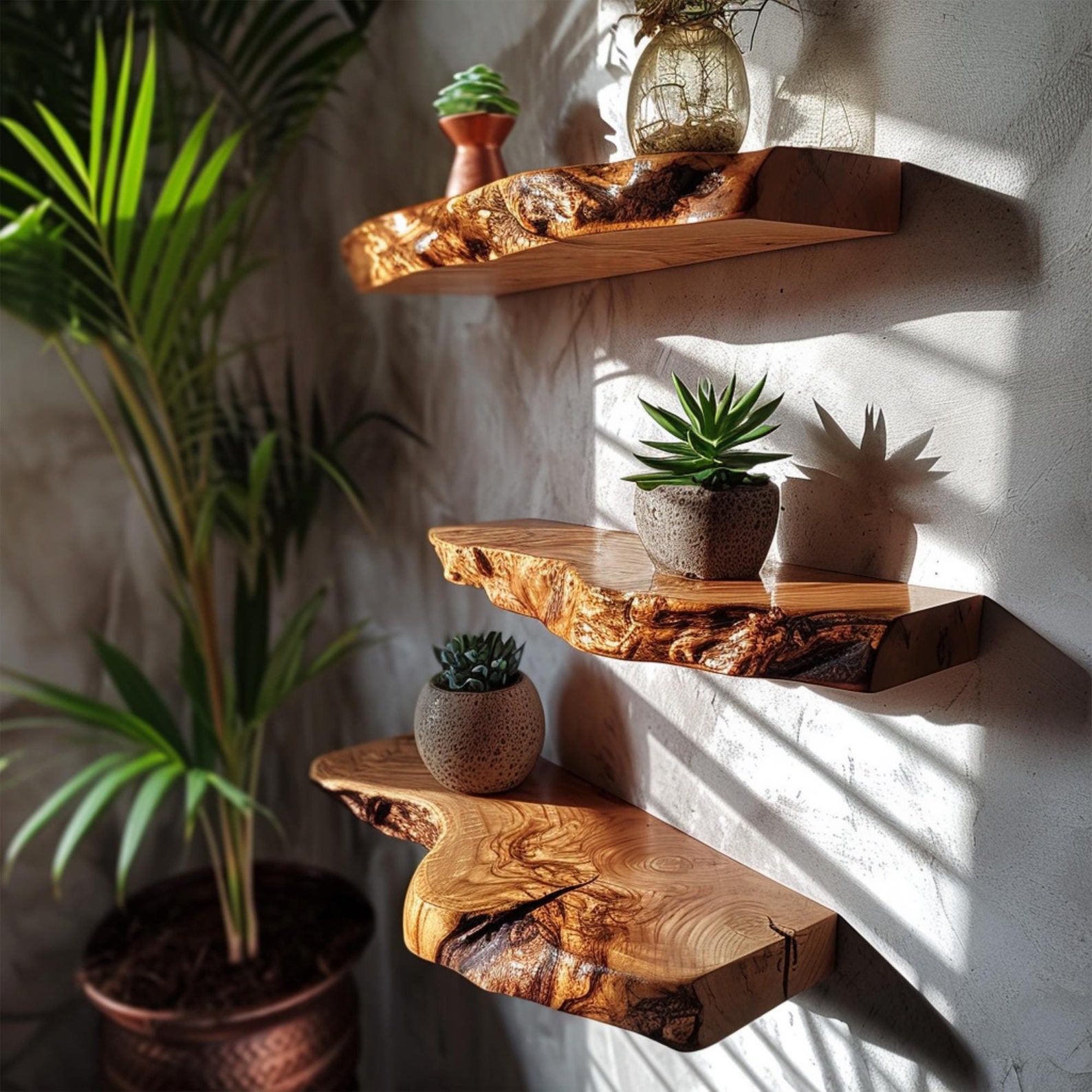 Live Edge Floating Shelf Display Shelf Custom Floating Shelf Wooden