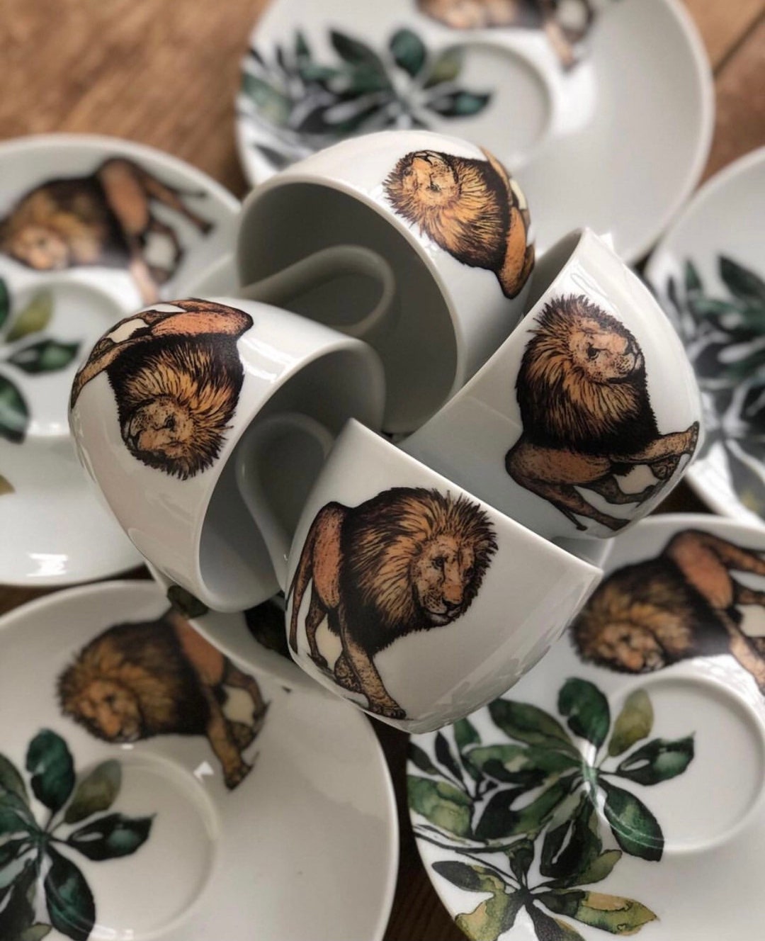 Lion Coffee Cup and Saucer 70 Cc (2.35 Oz) - Etsy