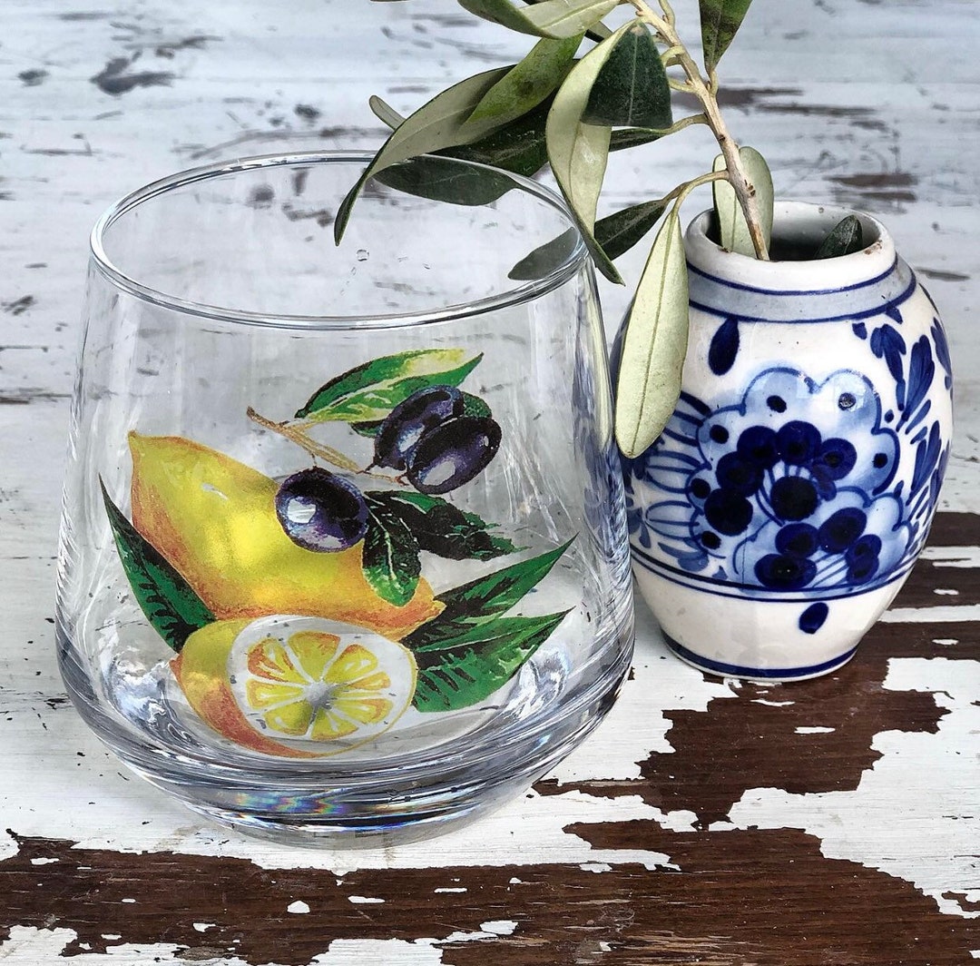 Lemon Wine Glasses 345 Cc / 10 Oz / Fruit Design Glasses / Whisky Glass ...