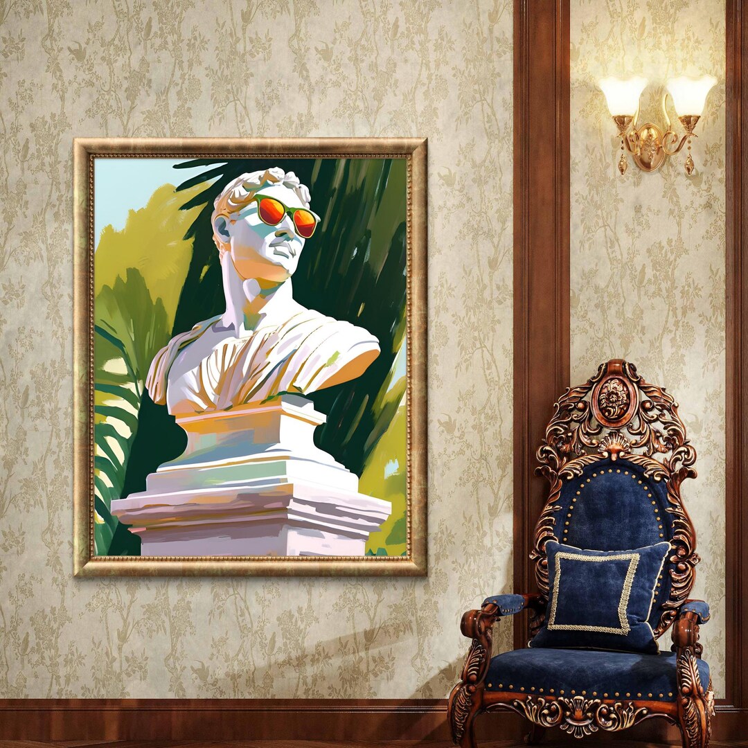 Modern Philosopher Sculpture Art Print: Bold Wall Decor (digital ...