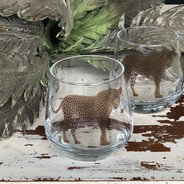 Leopard Wine Glass - Etsy