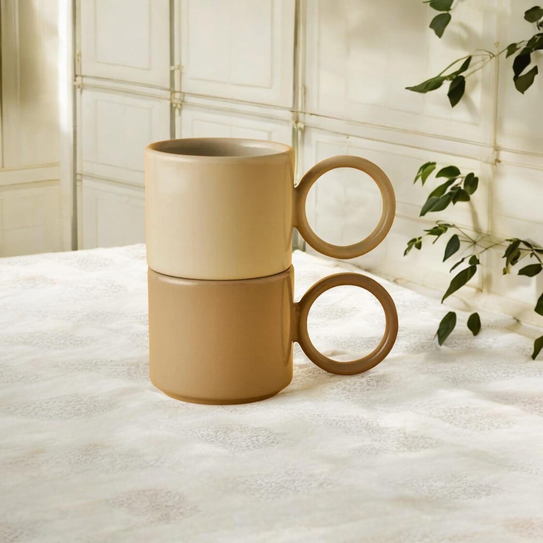 Set of 2 Coffee Mugs, Modern Minimalist Design, Modern Coffee Cups ...