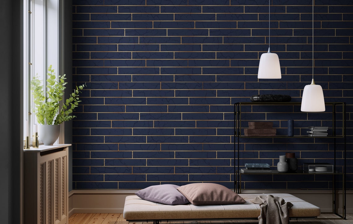 Gold Geometric Line Marble Surface Tile Rectangle Pattern | Etsy