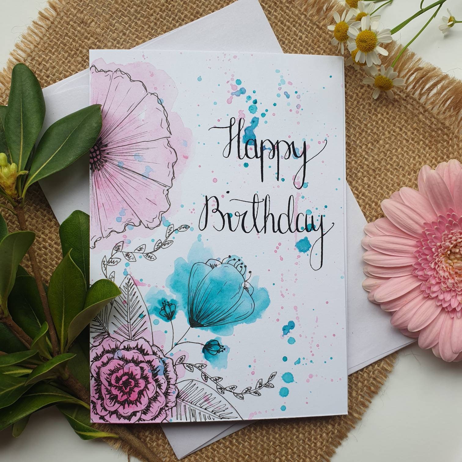 Handmade Birthday Card Greetings Card Handpainted - Etsy