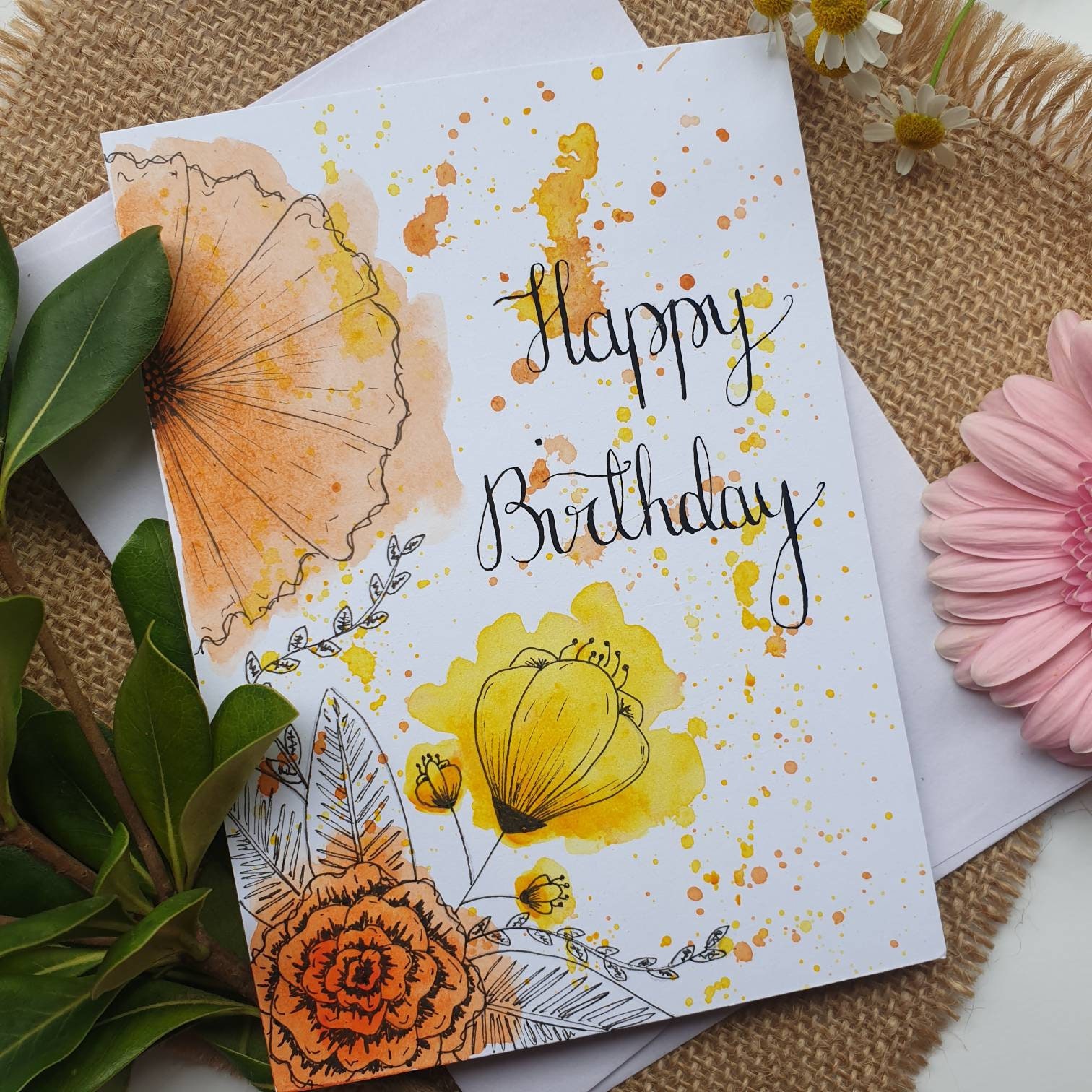 Handmade Birthday Card Greetings Card Handpainted - Etsy
