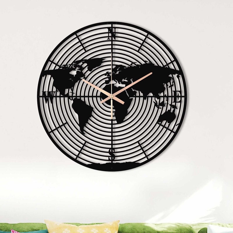 World Map Wall Clock - Etsy