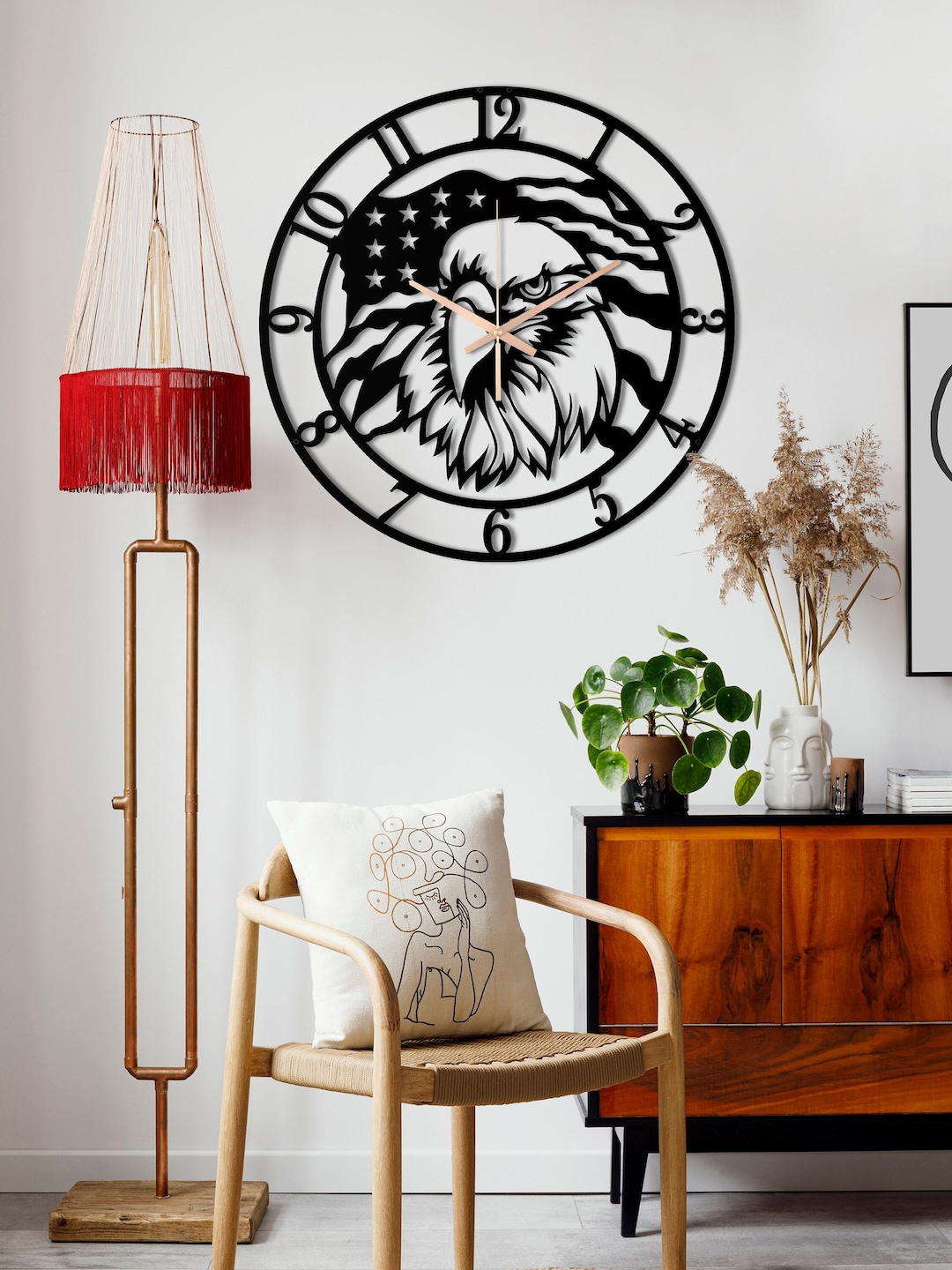 Metal Wall Clock, American Eagle Clock, Unique Wall Clock, Farmhouse ...