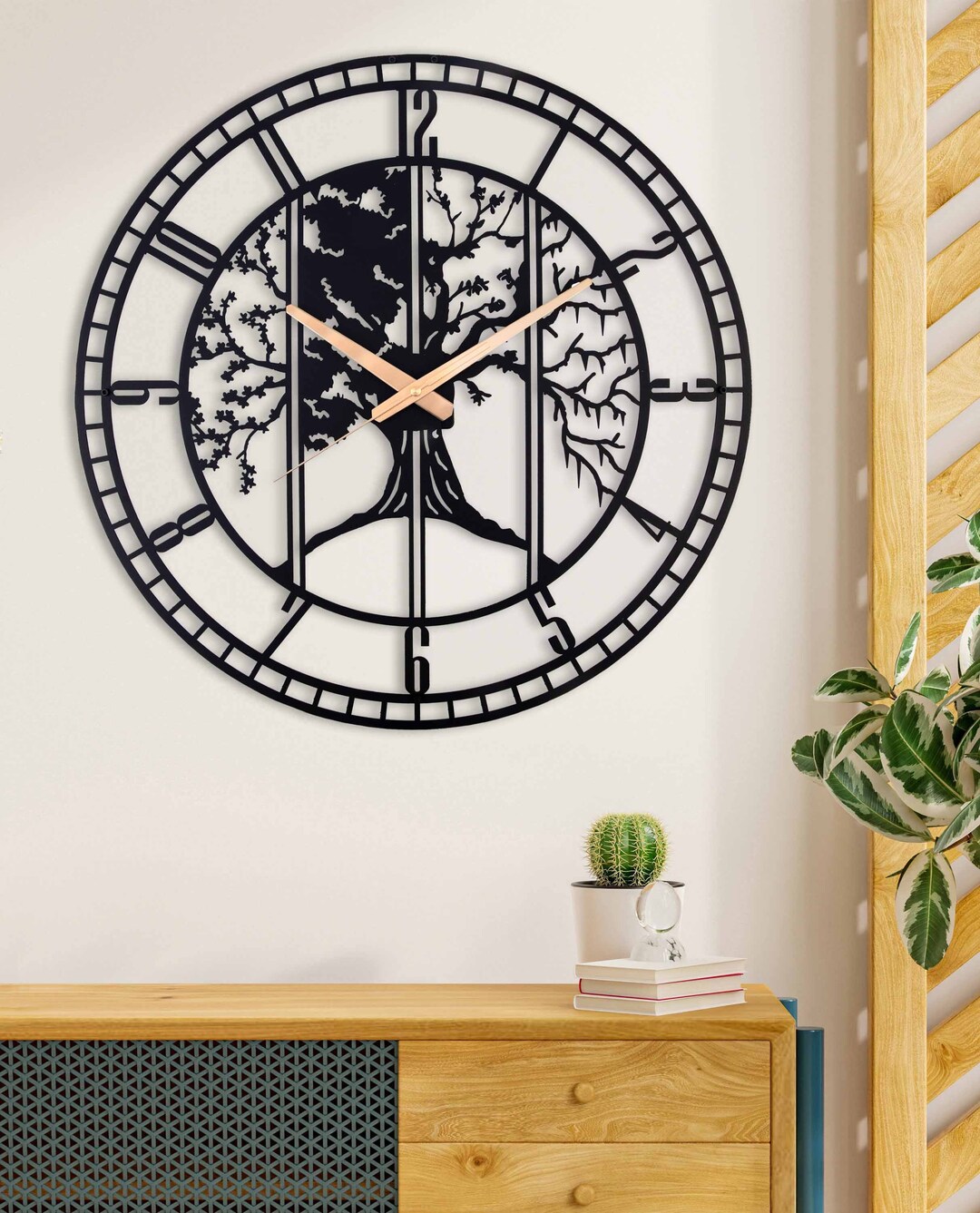 Four Season Clock, Modern Wall Clock, Black Wall Clock, Small Wall ...