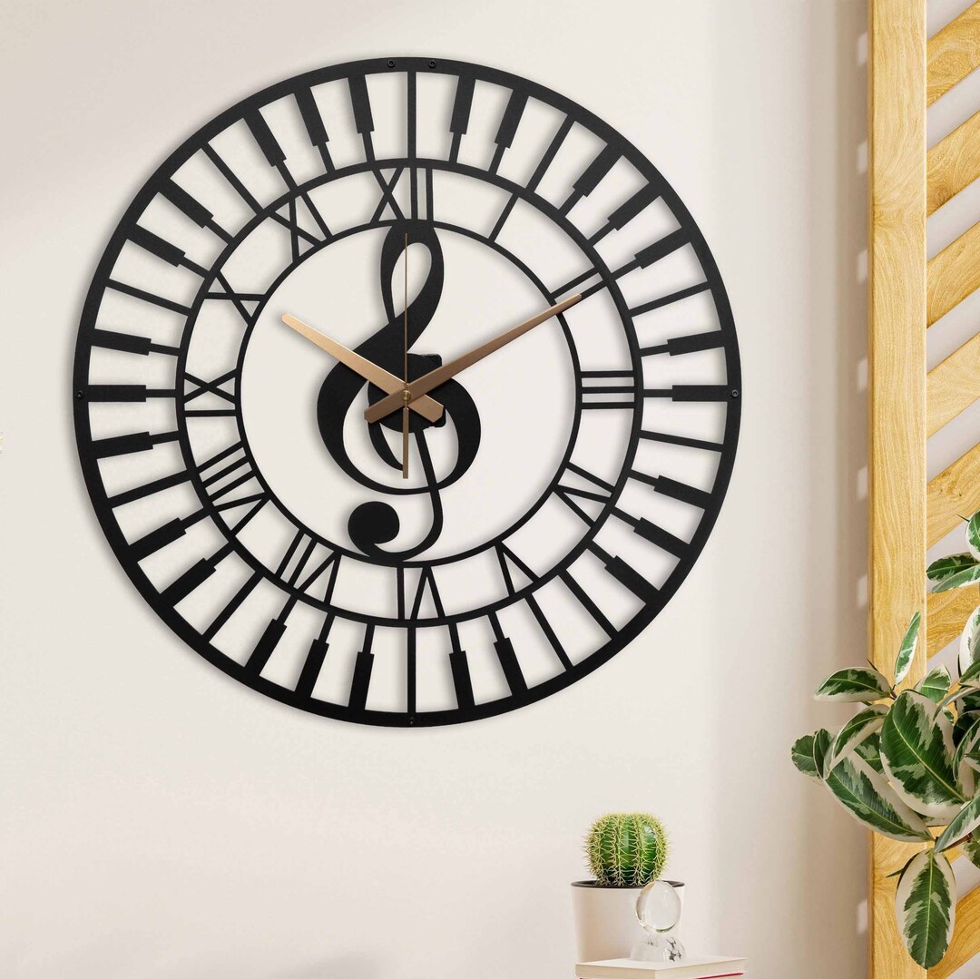 Wall Clock, Music Clock, Unique Wall Clock, Silent Wall Clock, Metal ...