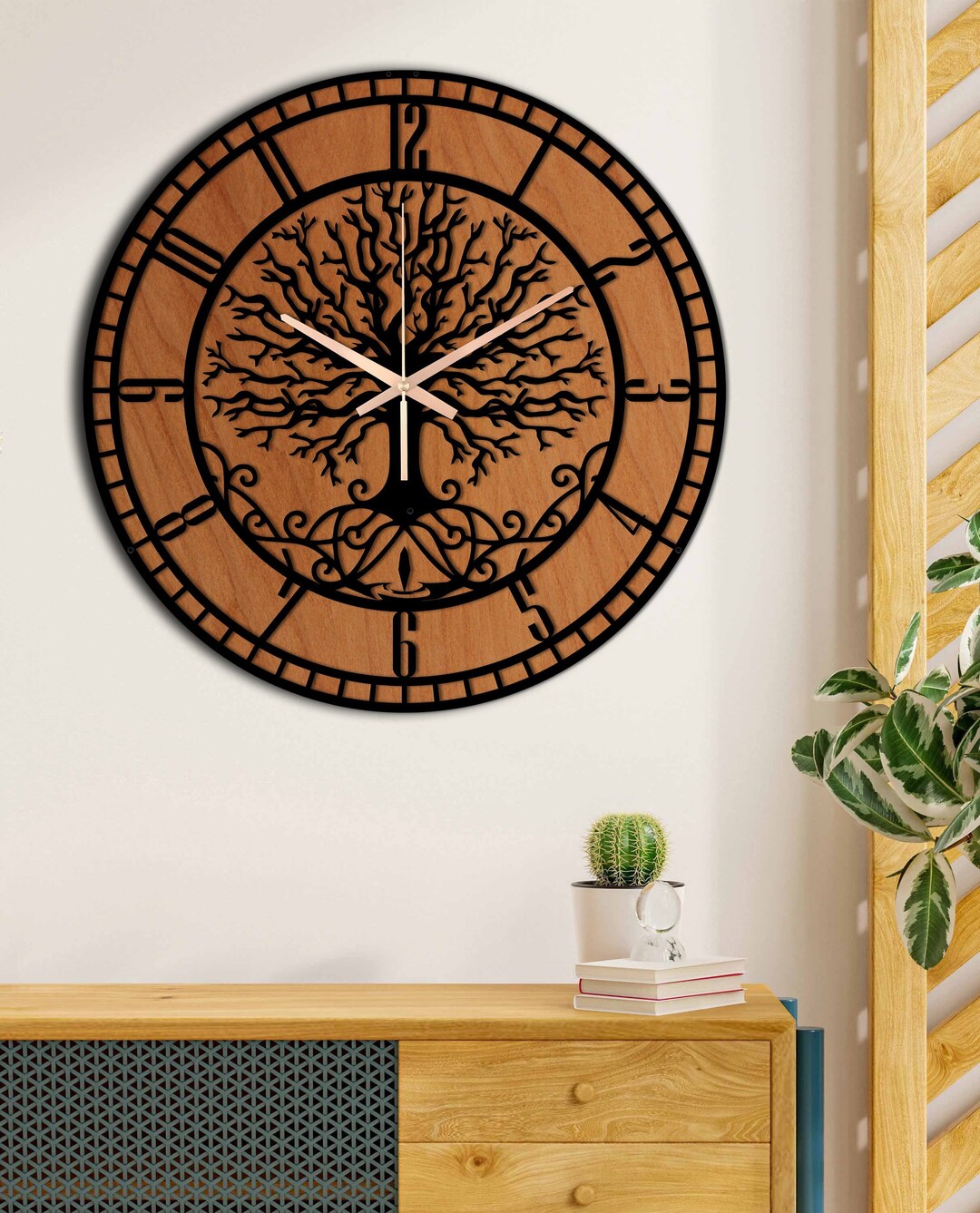 Metal and Wood Clock, Tree of Life Clock, Oversized Wall Clock ...