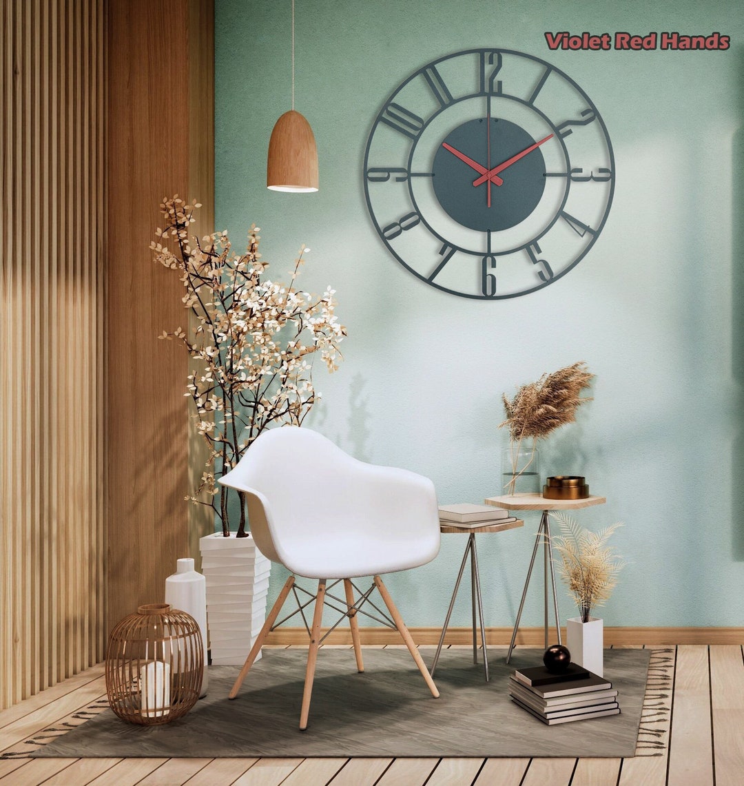 Midnight Blue Metal Wall Clock: Large Modern Farmhouse Decor, Christmas ...