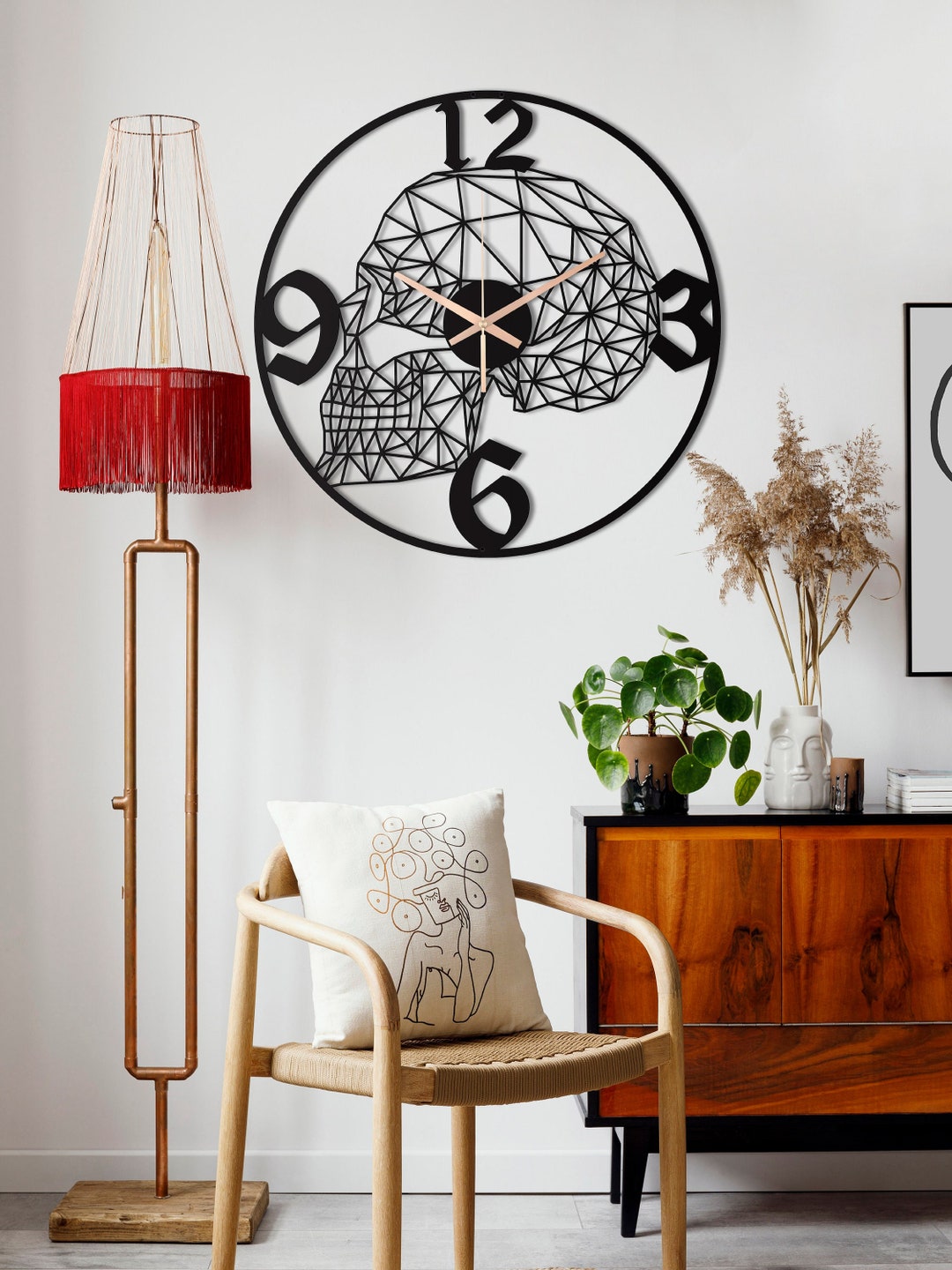 Oversized Skull Clock, Silent Gothic Decor, Laser Cut Home Decoration ...