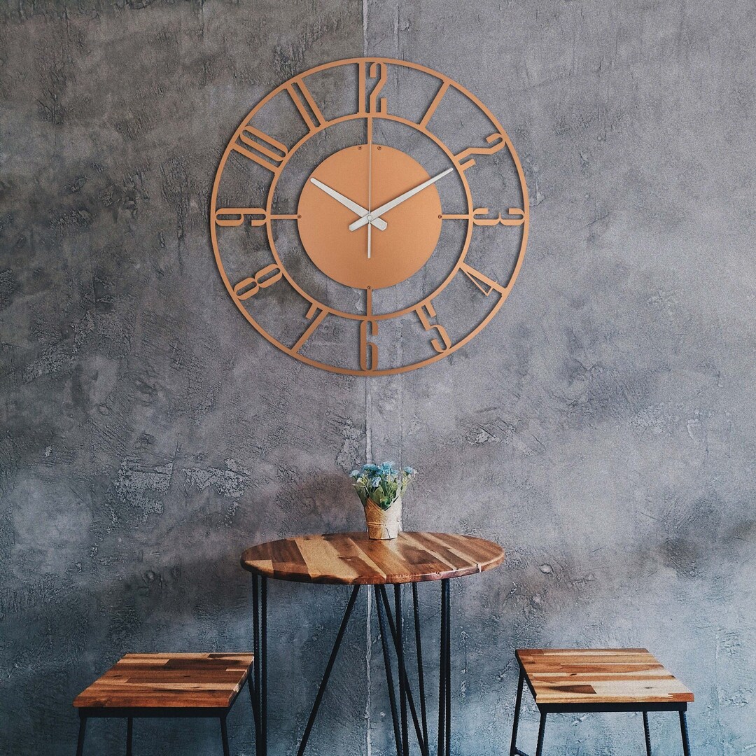 Copper Large Wall Clock: Silent Modern Farmhouse Decor - Etsy