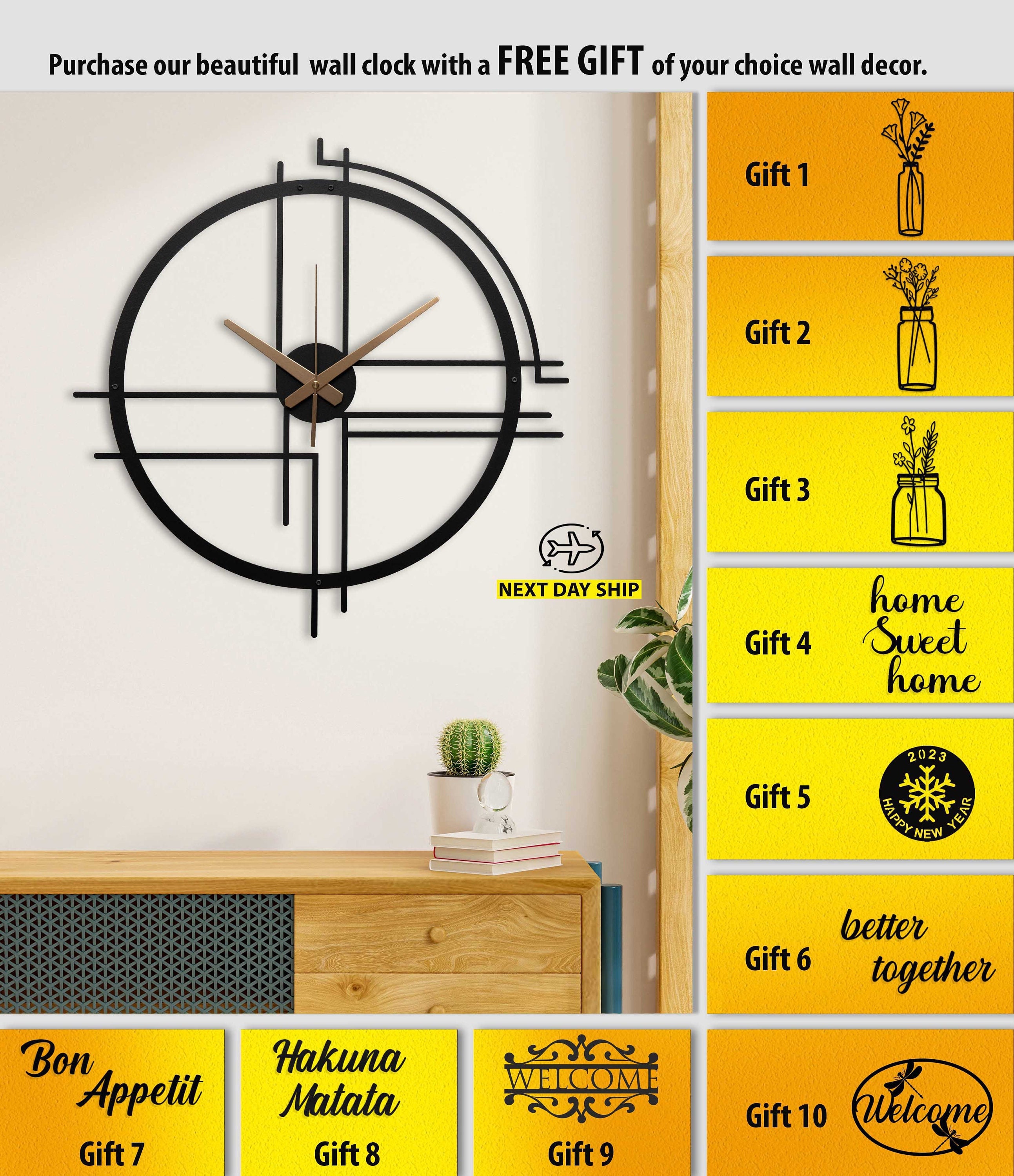 Extra Large Metal Wall Clock - Etsy