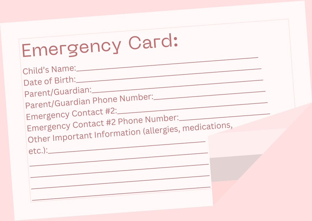 Backpack Emergency Carddiaper Bag Emergency Cardice Card for Diaper ...