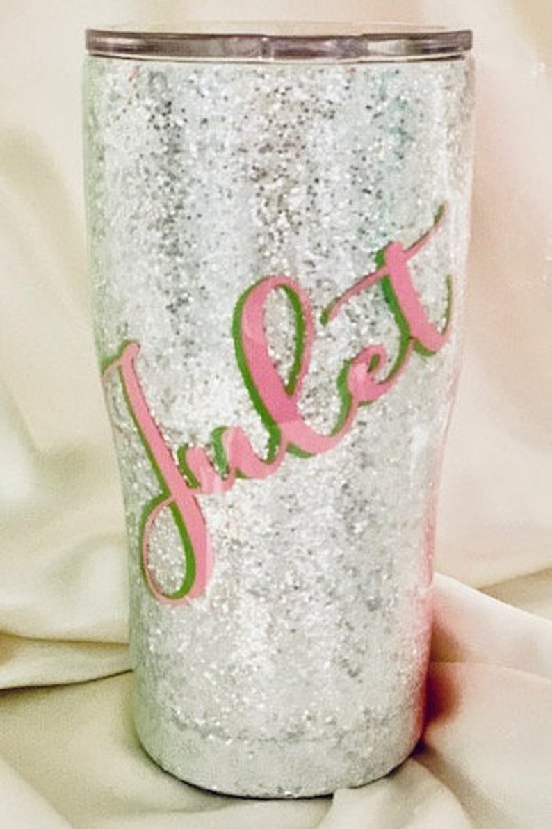Silver Star Bling Glitter Cup Epoxy personalized Cup With Lid Bling ...