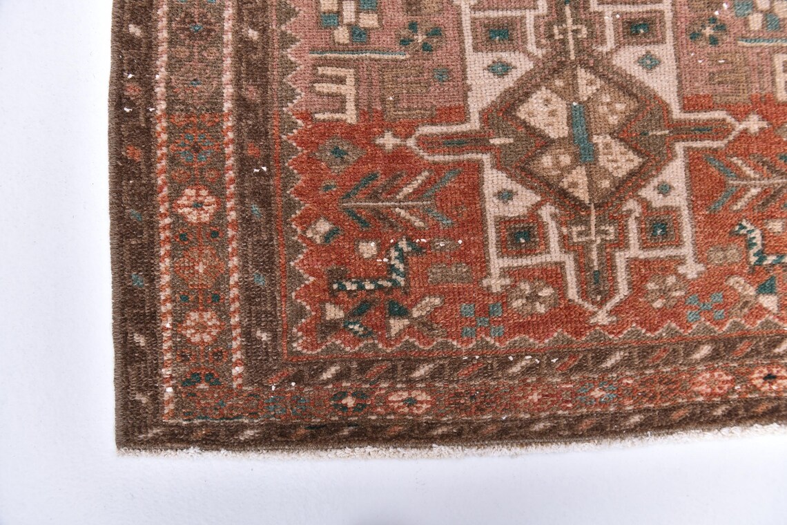 2x14 Antique Persian Heriz Runner Rug, 2x14 Red Brown Persian Runner ...