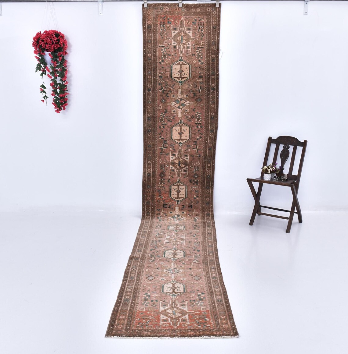 2x14 Antique Unique Heriz Runner Rug, 2x14 Red Brown Unique Runner ...