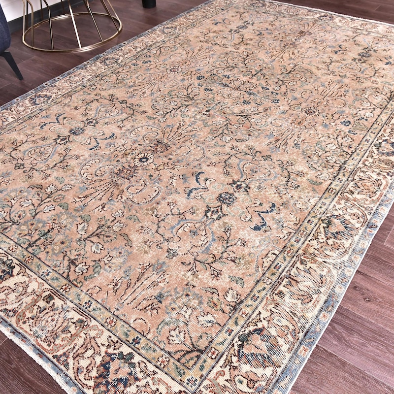 Tabriz Pink Rug - Etsy UK