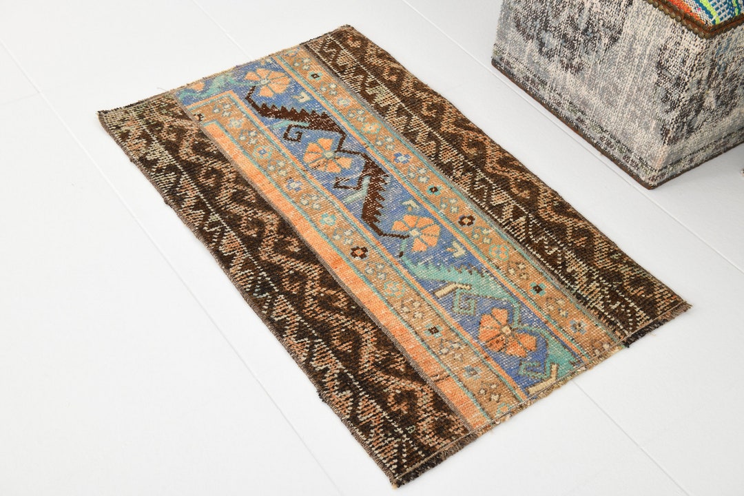 2x3 Area Rug, 2x3 ORANGE DOORMAT Rug, 2x3, Vintage Door Mat, Wool ...