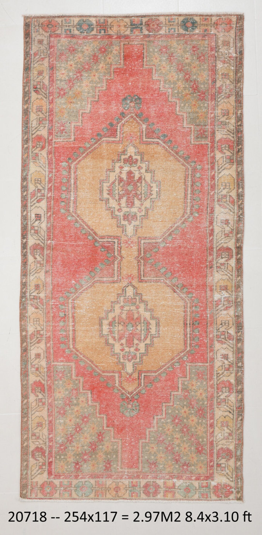 4x8 Area Rug, 4x8 Pale Red TURKISH VINTAGE Rug, 4x8, Turkish Area Rug ...