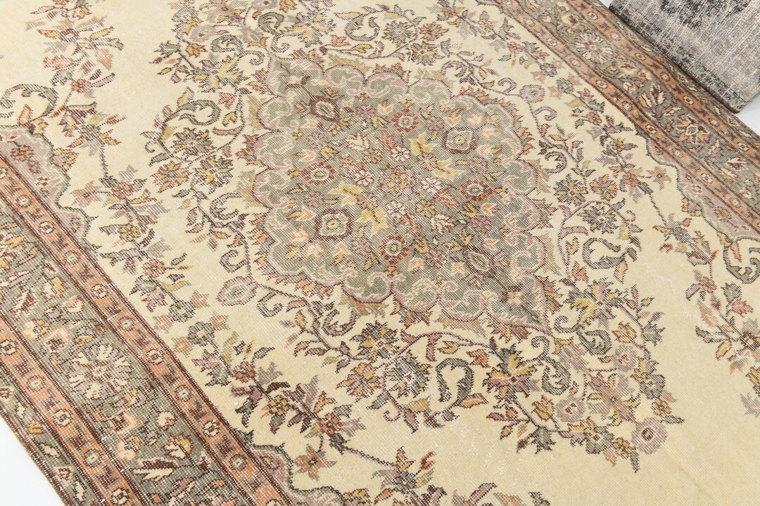 6x10 Area Rug, 6x10 Madallion Vintage, 6x10 TURKISH PASTEL VINTAGE Rug ...