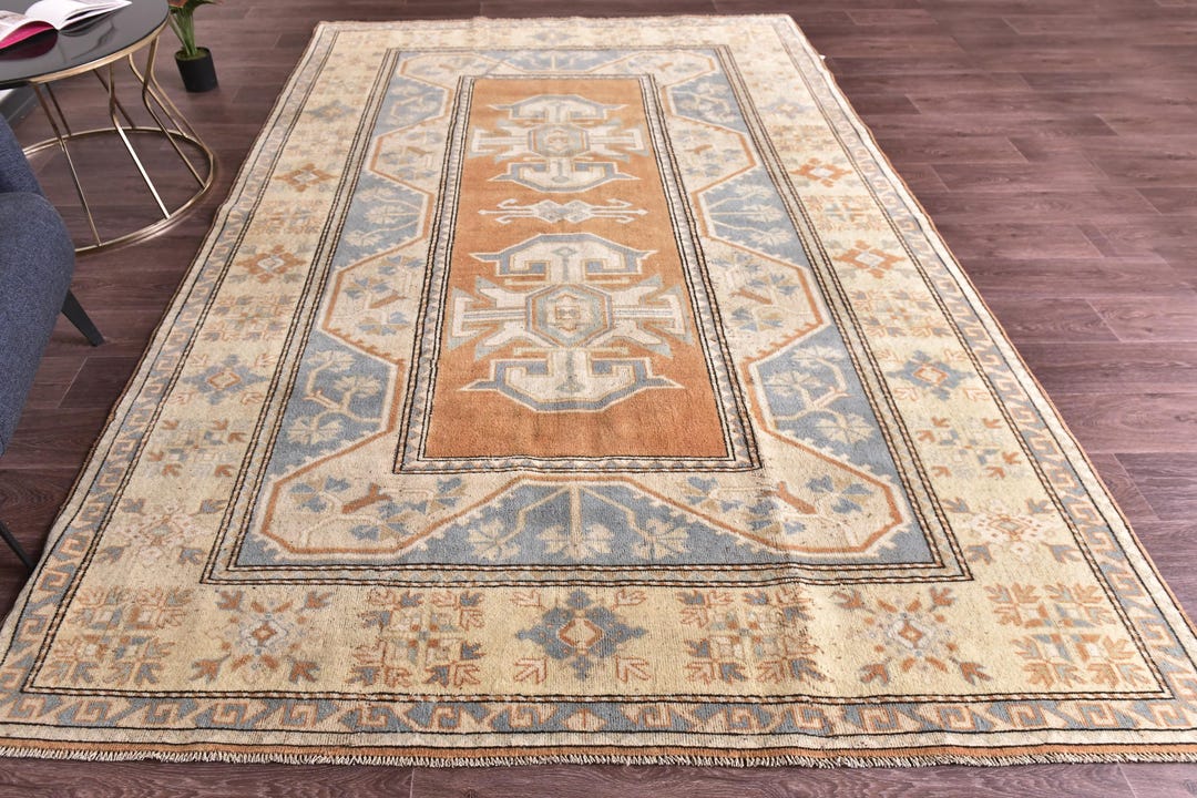 6x10 Vintage Turkish Oushak Rug, 6x10 Distressed Pink Green Area Rug ...