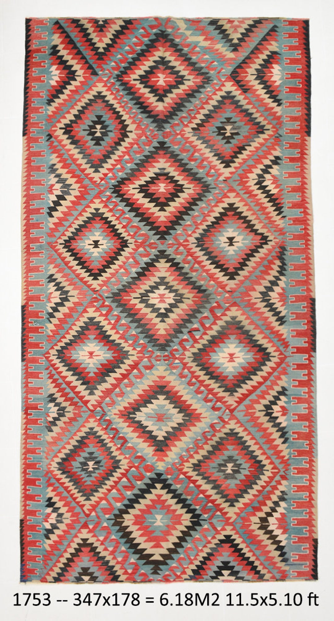 6x12 Area Rug, 6x12 BOHEMAIN ECLECTIC KILIM Rug, 6x12, Blue & Brown ...