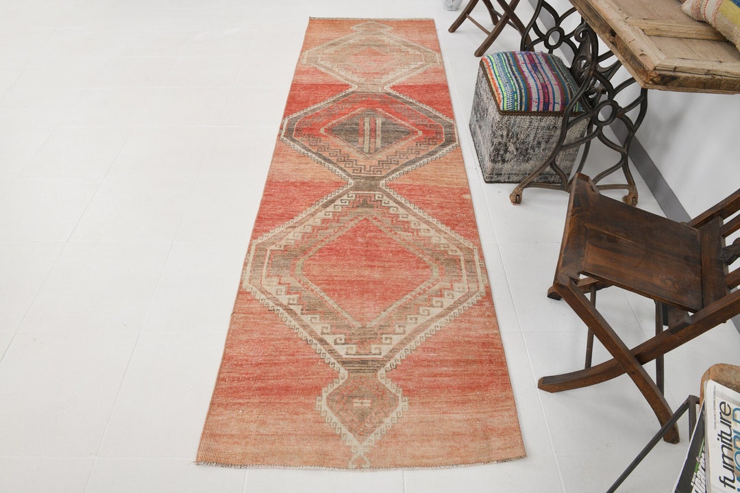 Vintage Runner Rug - 3x10 Pale Red Beige Vintage Runner Rug - 3x10 ...