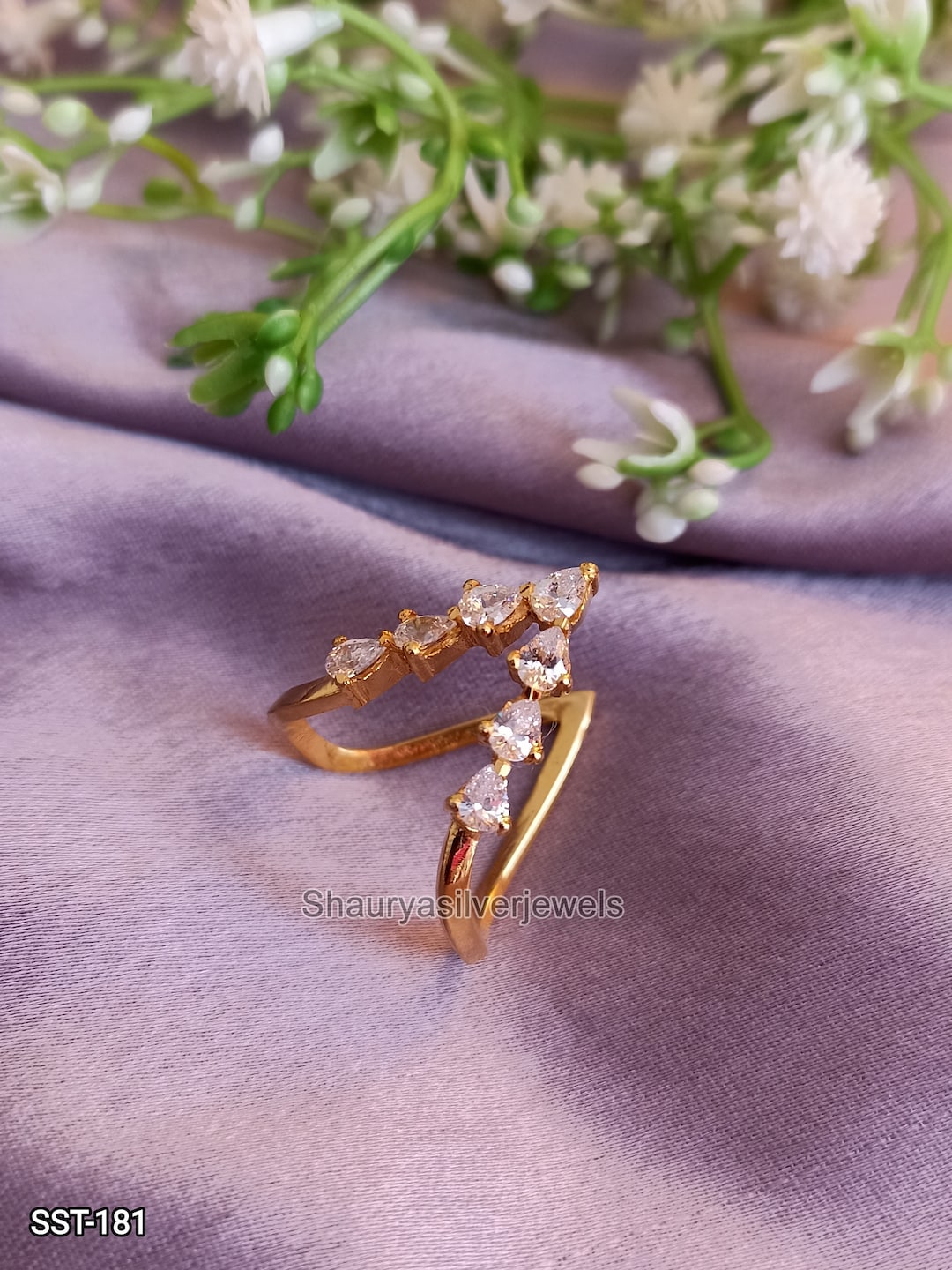 Sterling Silver Vanki Ring: Cubic Zircon Adjustable Stacking Ring - Etsy