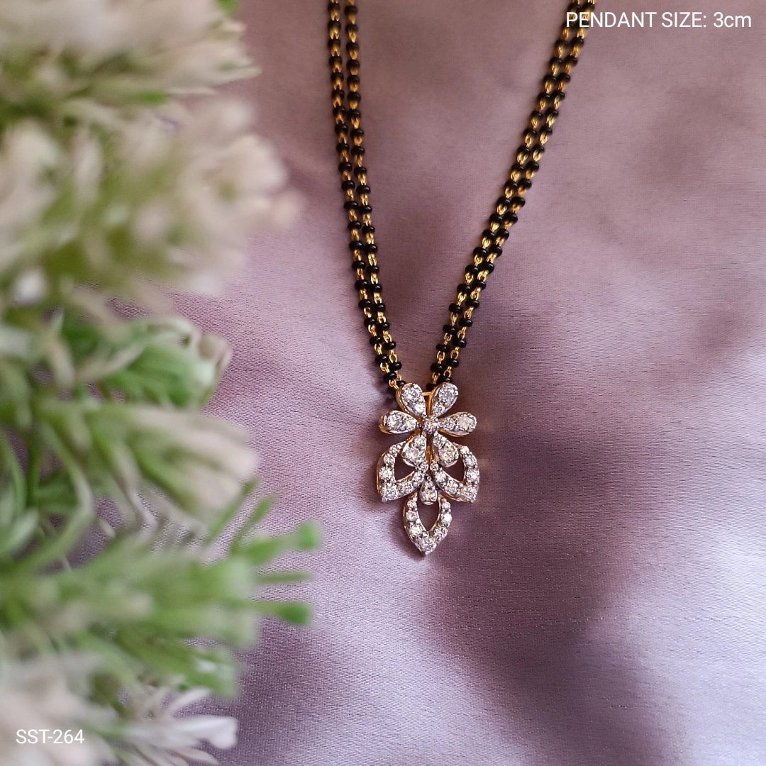 925 Sterling Silver Mangalsutra, CZ Mangalsutra Indian Mangalsutra ...