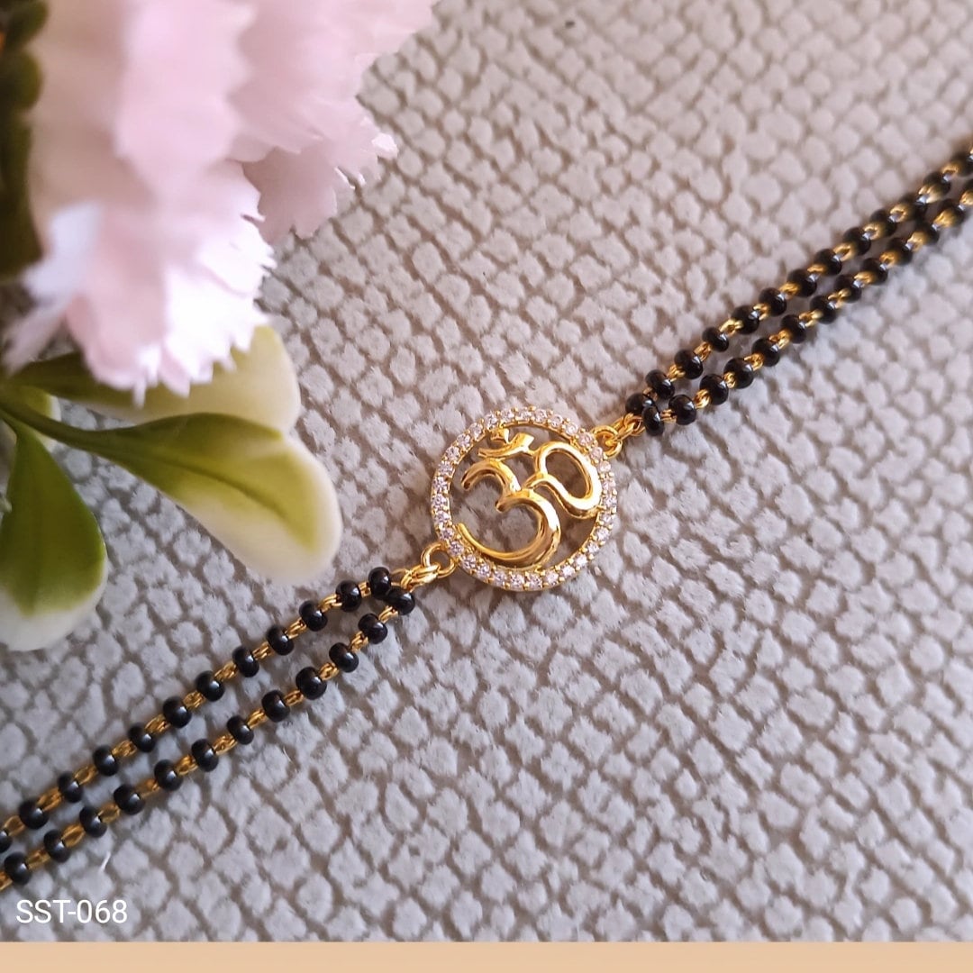925 Sterling Silver Mangalsutra Bracelet, CZ Bracelet, Om Mangalsutra ...