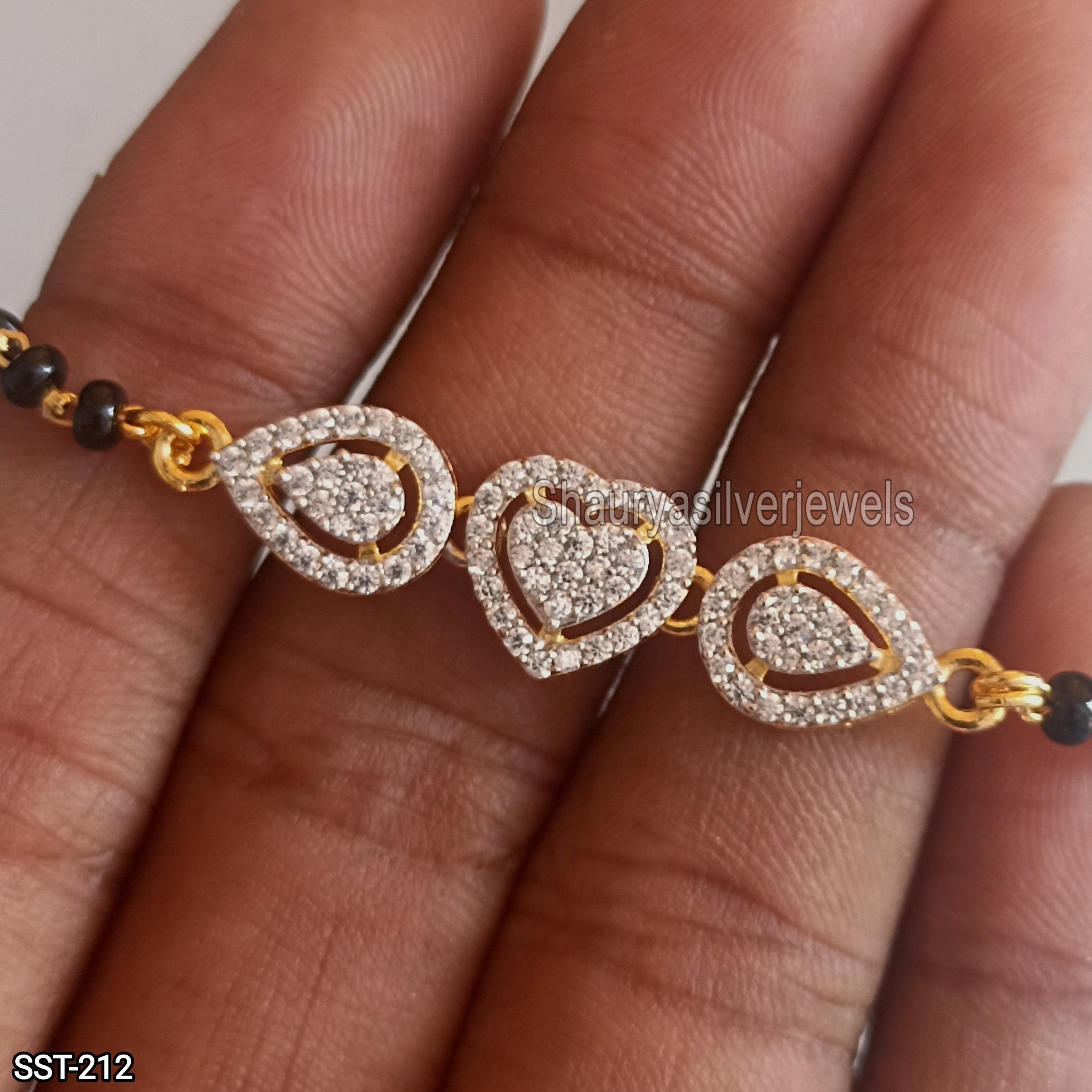 925 Sterling Silver Mangalsutra Bracelet, CZ Bracelet, Mangalsutra ...