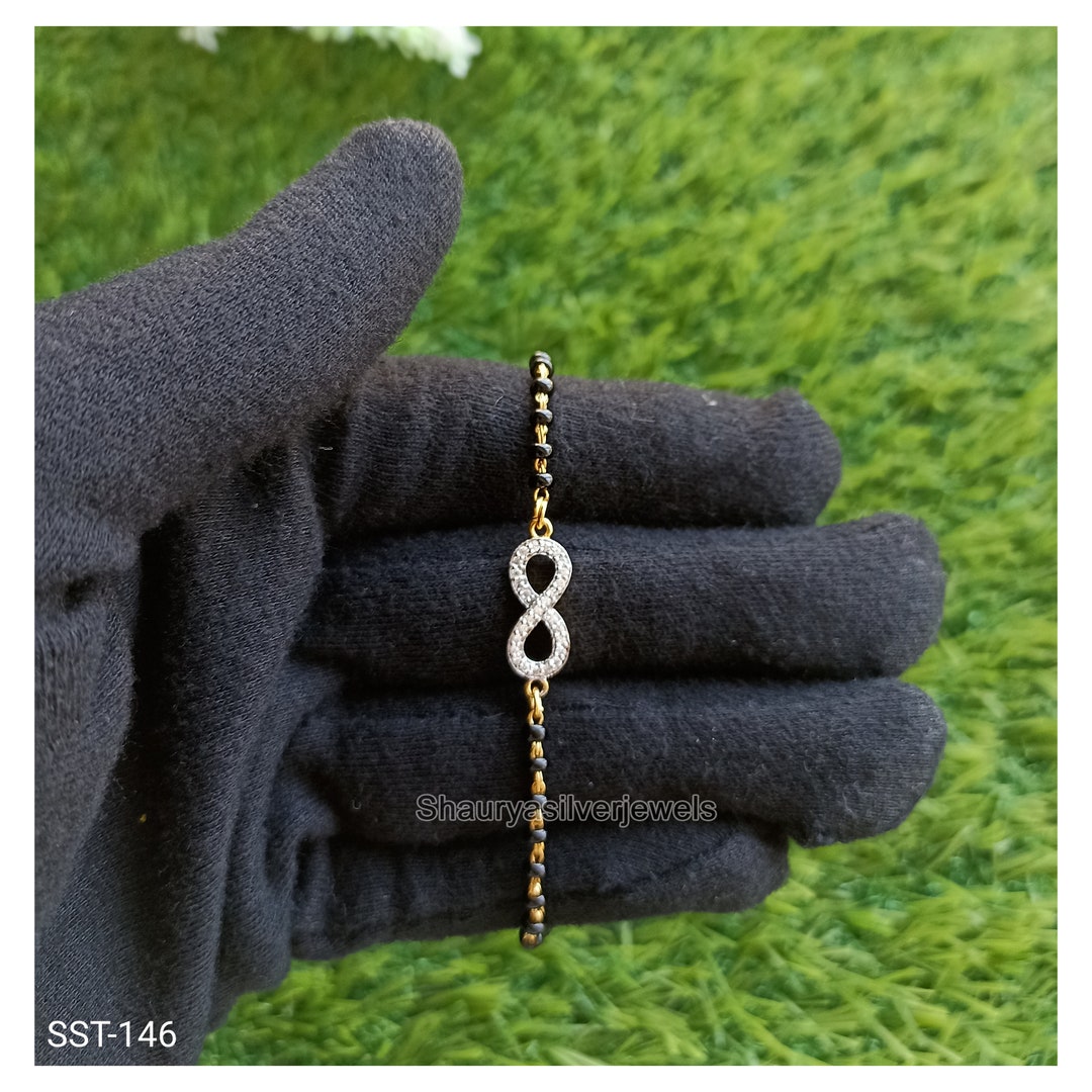 925 Sterling Silver Mangalsutra Bracelet, Infinity Bracelet ...