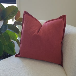 Dark Raspberry Cushion Cover With Flange, Throw Pillow in Red - Etsy
