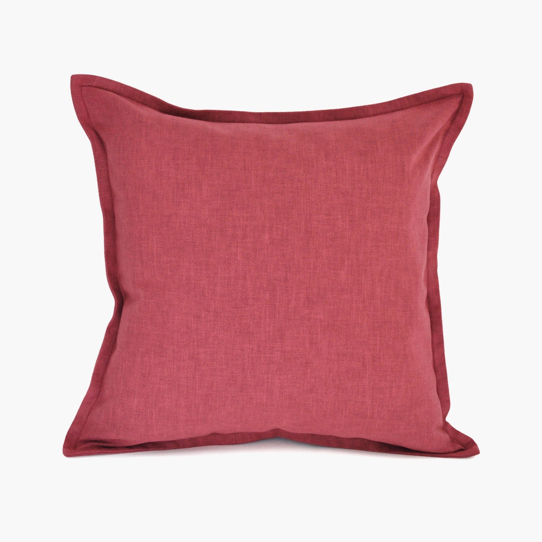 Dark Raspberry Cushion Cover With Flange, Throw Pillow in Red - Etsy