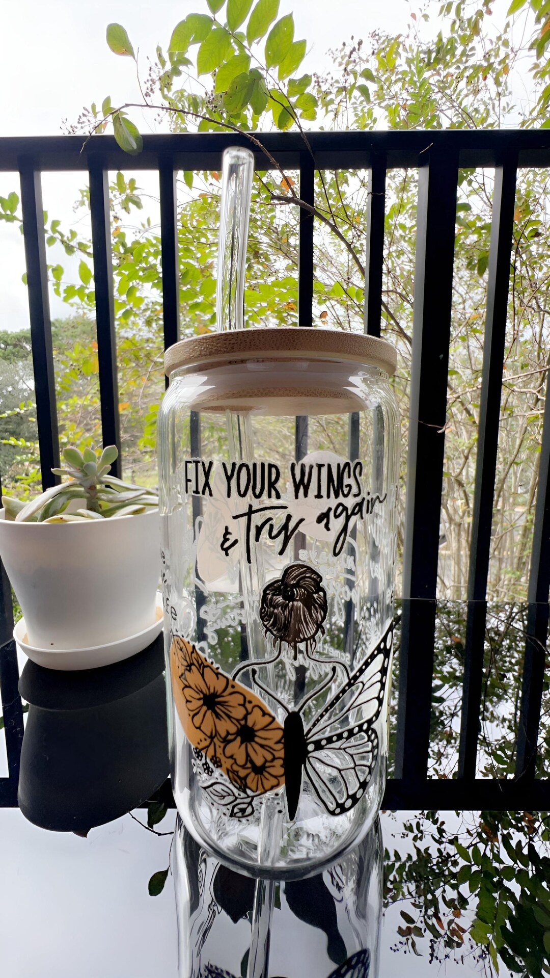 Inspirational Quotes 16 Oz Libbey Glass Cup W/ Glass Straw - Etsy
