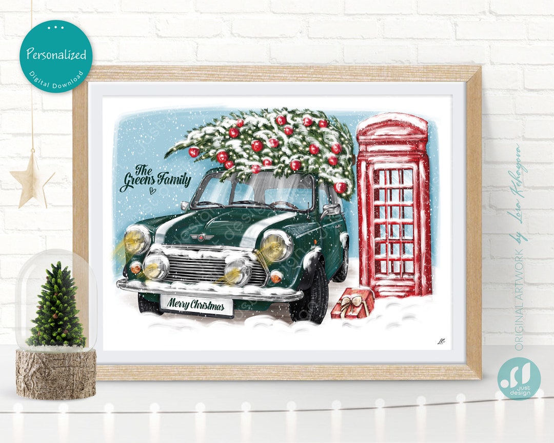 Personalised Christmas Mini Cooper Poster - Etsy