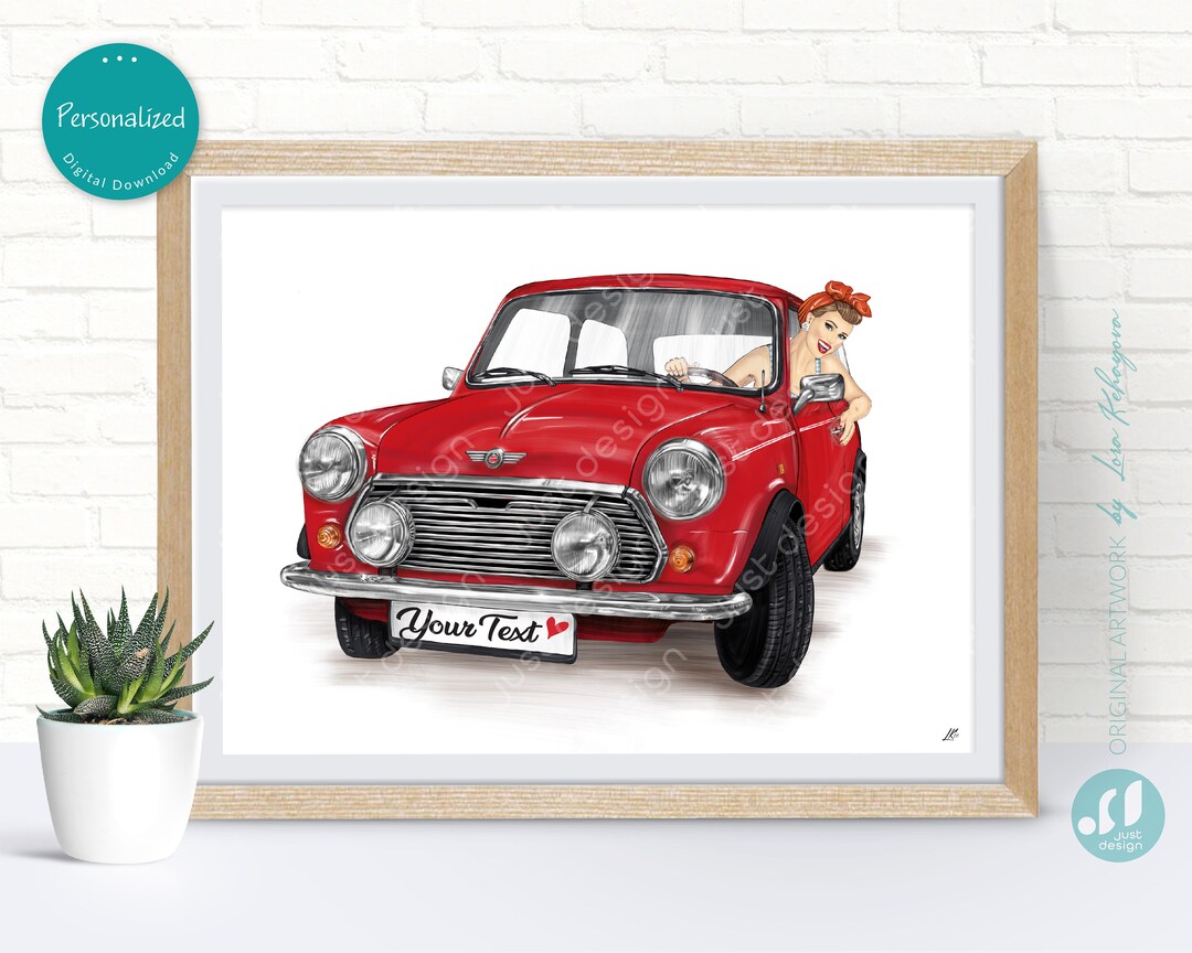Personalised Red Mini Cooper, Pin up Girl, Gift for Her - Etsy