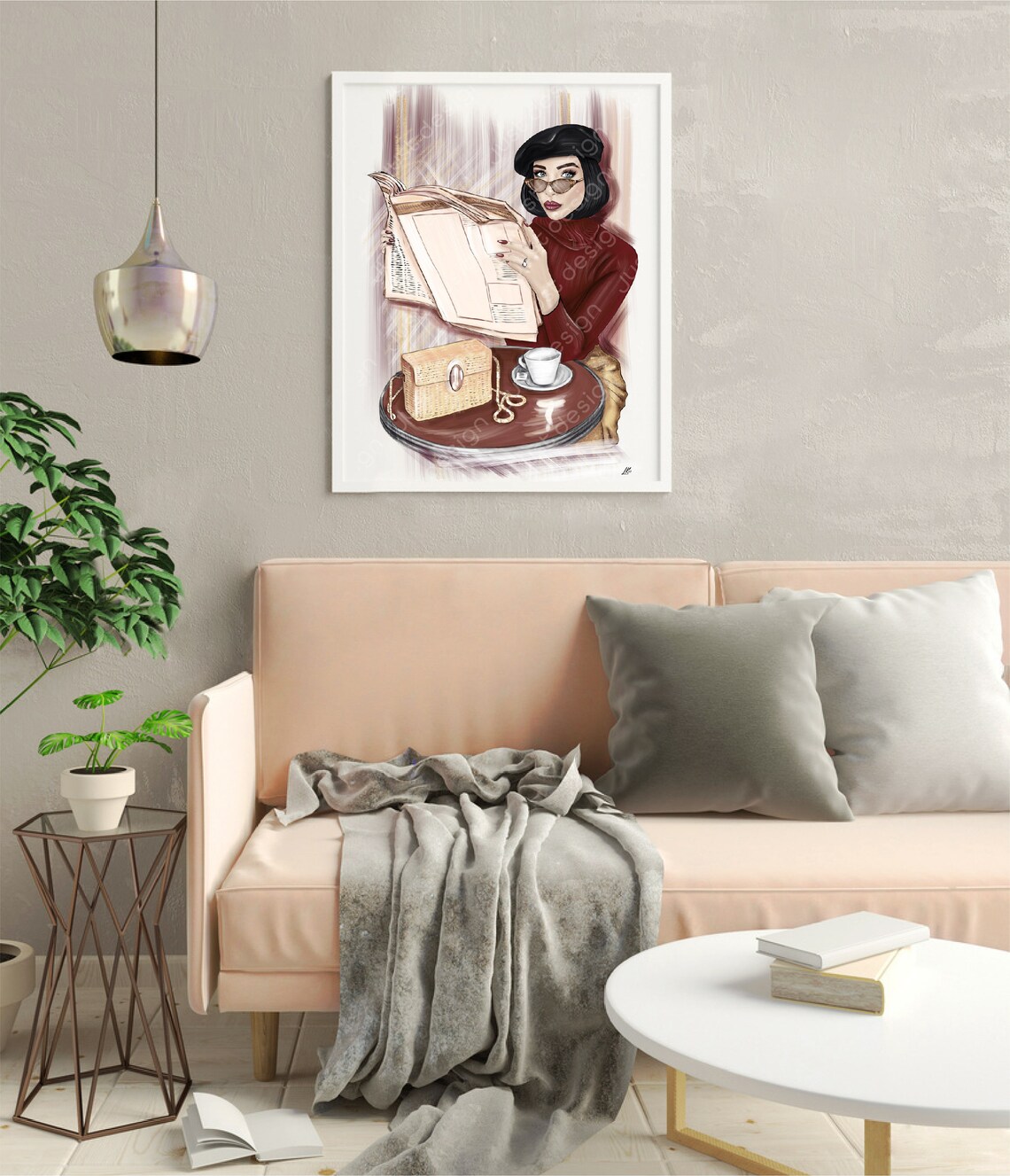 Fashion Girl Print, Paris Cafe Poster, Wall Art, Fashion Illustration ...