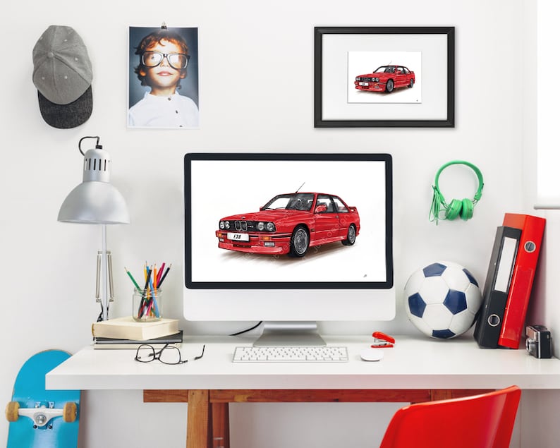 BMW E30, Classic Car Illustration, Gift for Him - Etsy