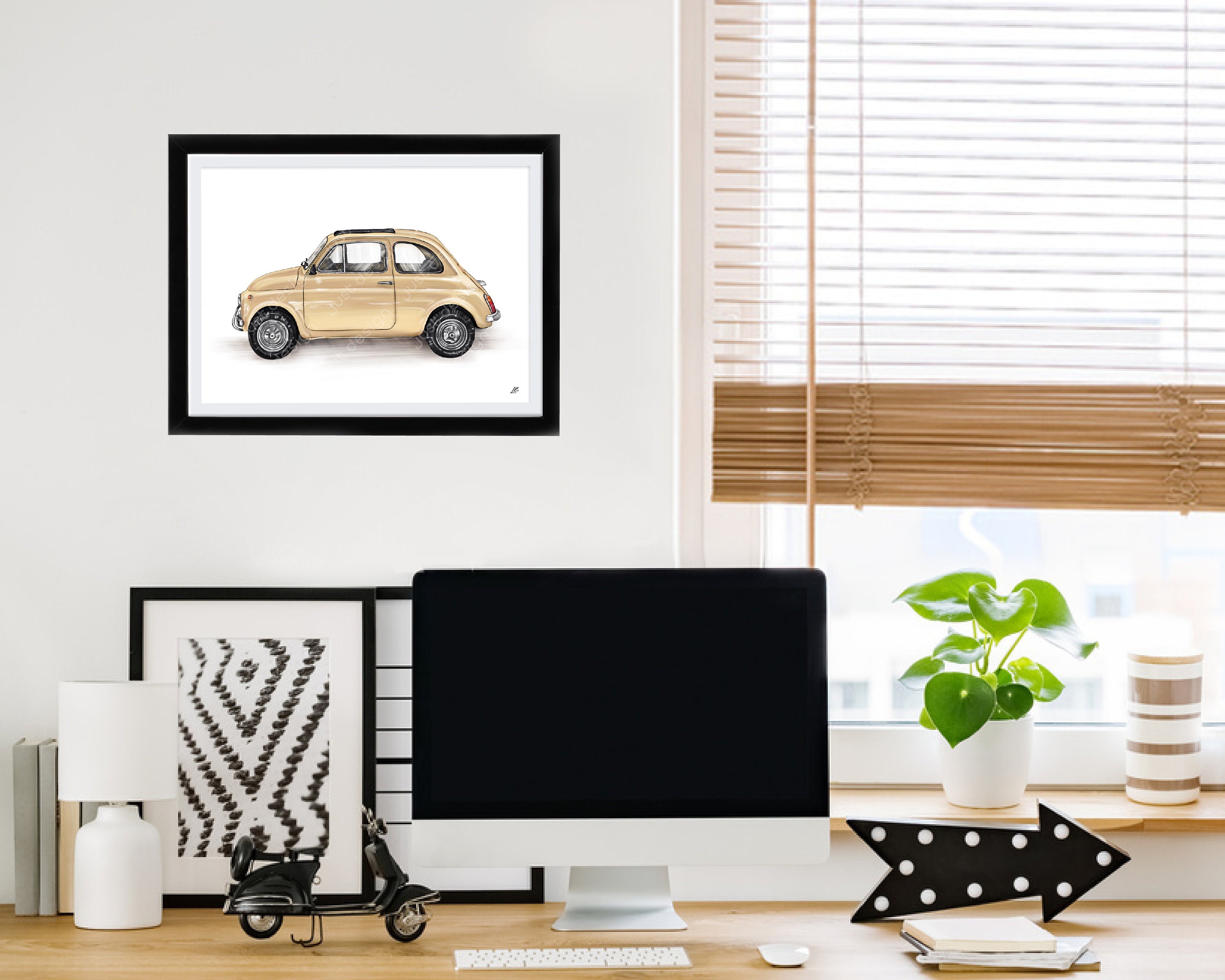 Fiat 500 Poster, Classic Car Wall Art Decor - Etsy