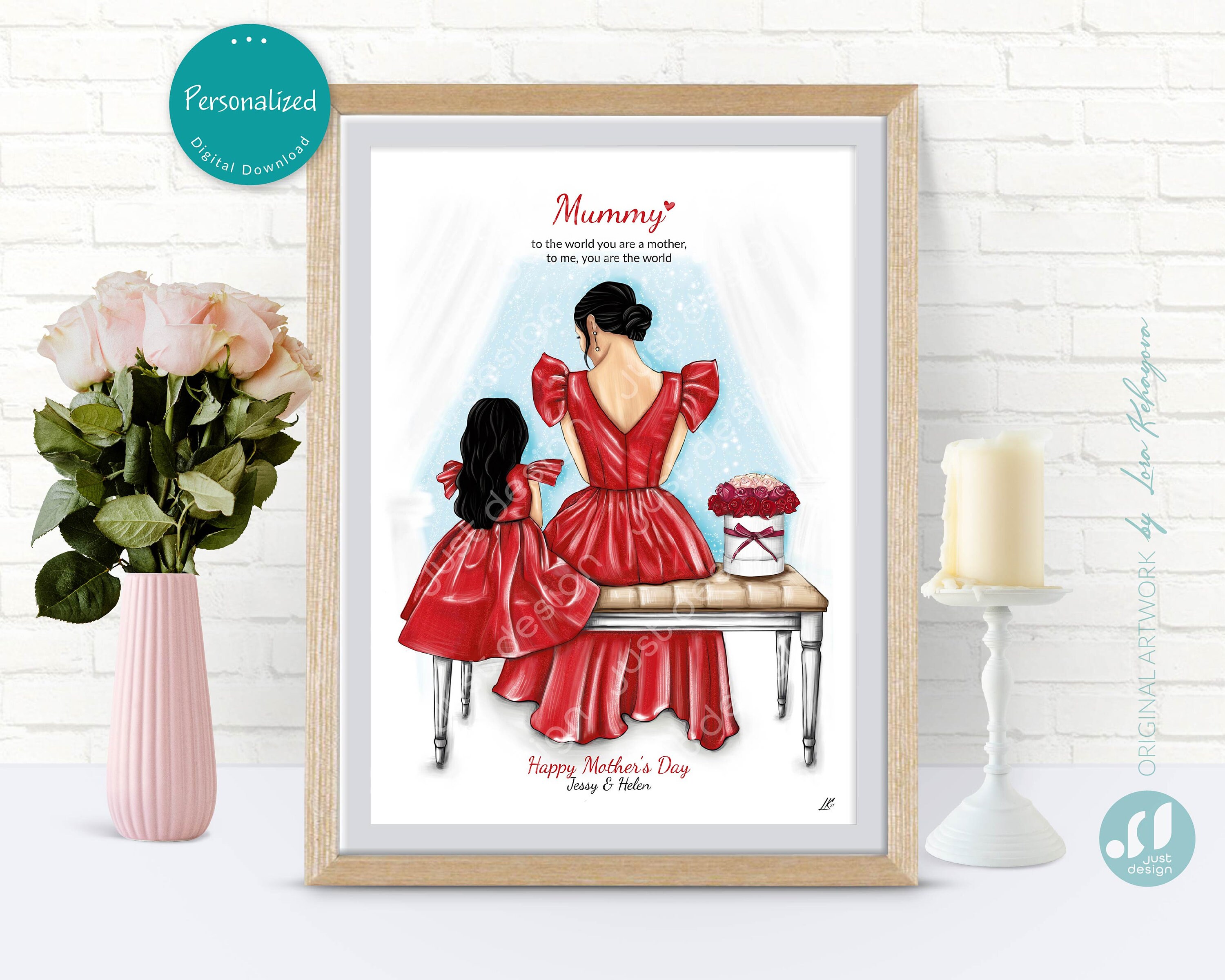 Custom Mother Daughter Illustration, Fashion Mothers Day Gift - Etsy