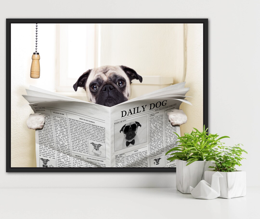 Pug Prints, Bathroom Decor, Bathroom Accessories, Prints in UK, Dog ...