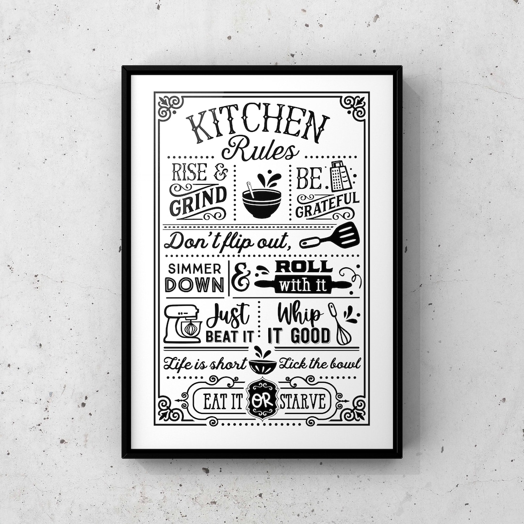 Kitchen Prints, Kitchen Decor, Prints for the Kitchen, Kitchen Rules ...