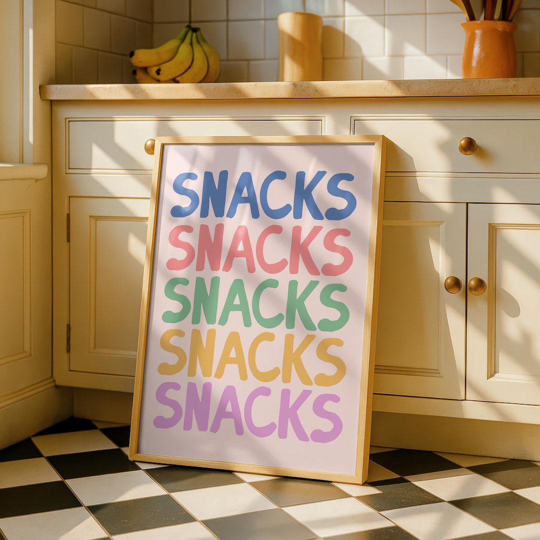 Snacks Kitchen Print - Typography Art - Kitchen Quotes - Colourful ...