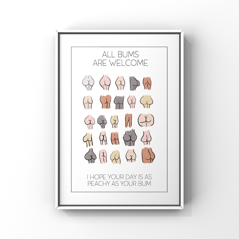 Funny Bathroom Bathroom Bum Bathroom Wall Art Framed Etsy Uk