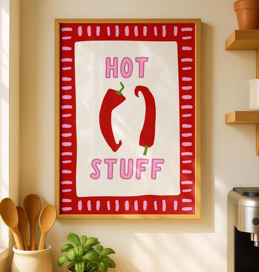 Chilli Pepper Print - Funky Kitchen Wall Art - Hot Stuff Kitchen Decor ...