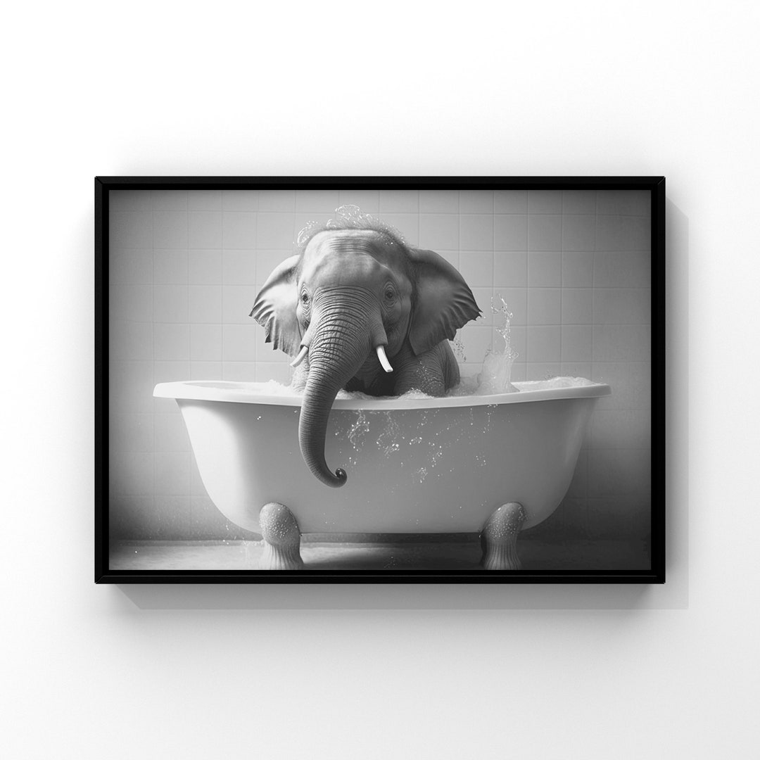 Elephant in Bath, Bathroom Decor, Bathroom Accessories, Prints in UK ...